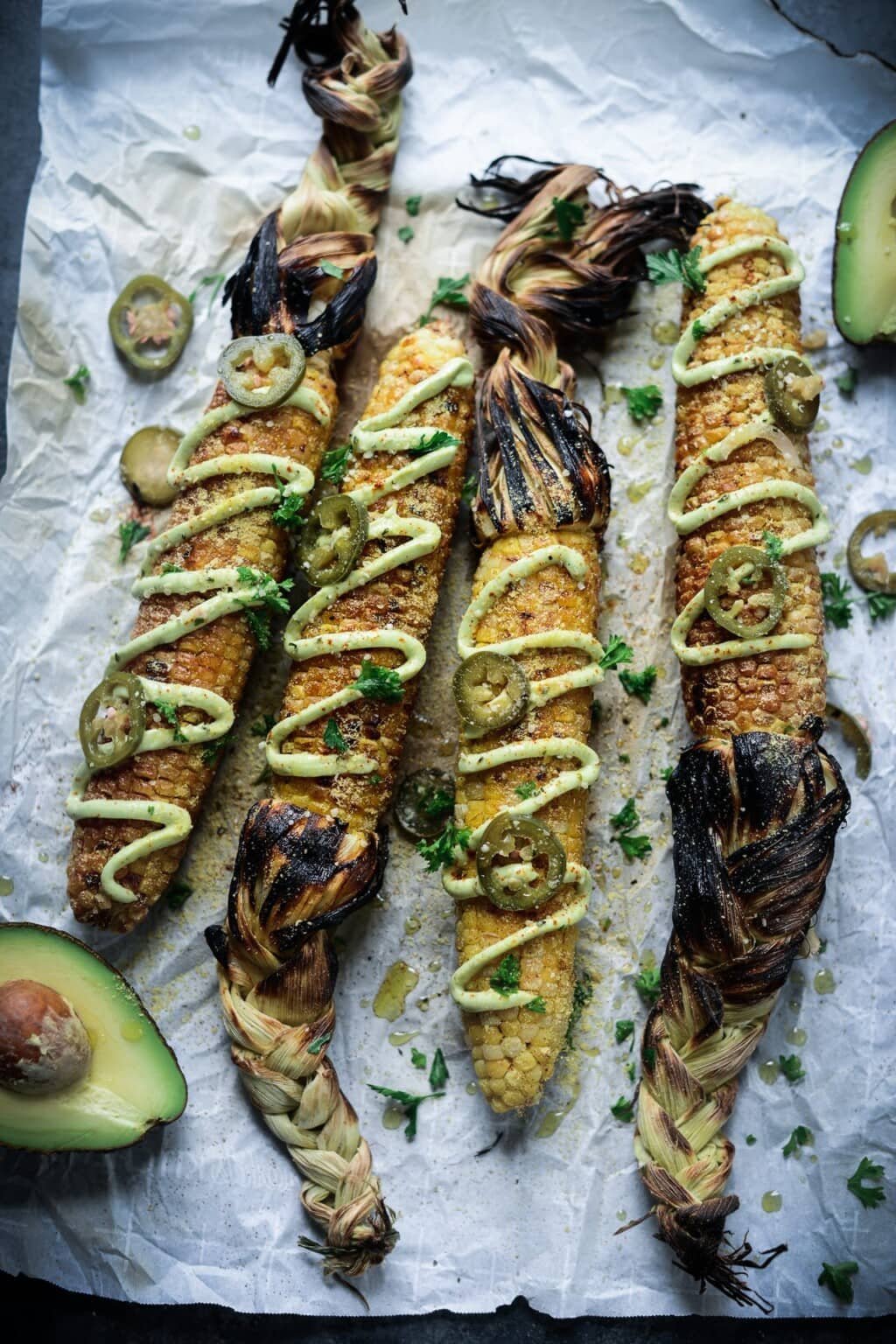 Vegan Street Corn (Elotes) with Avocado Aioli - Fare Isle
