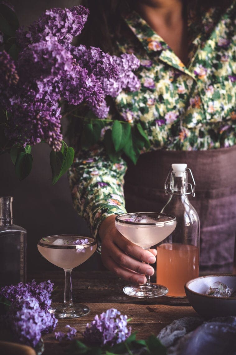 Lilac Gin Fizz Cocktail Recipe | Fare Isle | Kaity Farrell